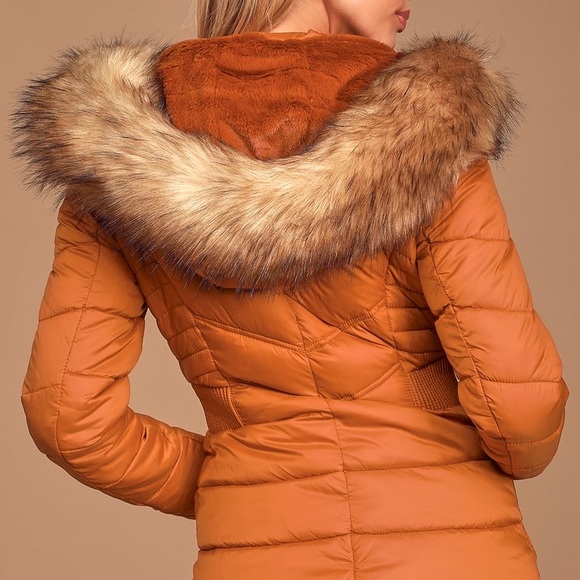 LA Coalition | Jackets & Coats | La Coalition Rust Orange Fitted Puffer ...